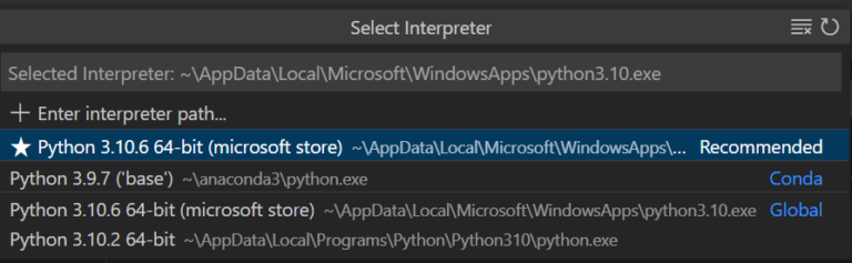 Python: Visual Studio Code (VS code) & Spyder 如何切換不同版本的Python直譯器( Interpreter ), VS code: 齒輪>命令 ...