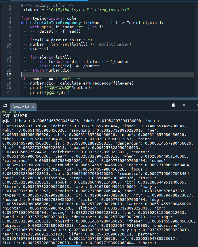Python term Frequency TF 