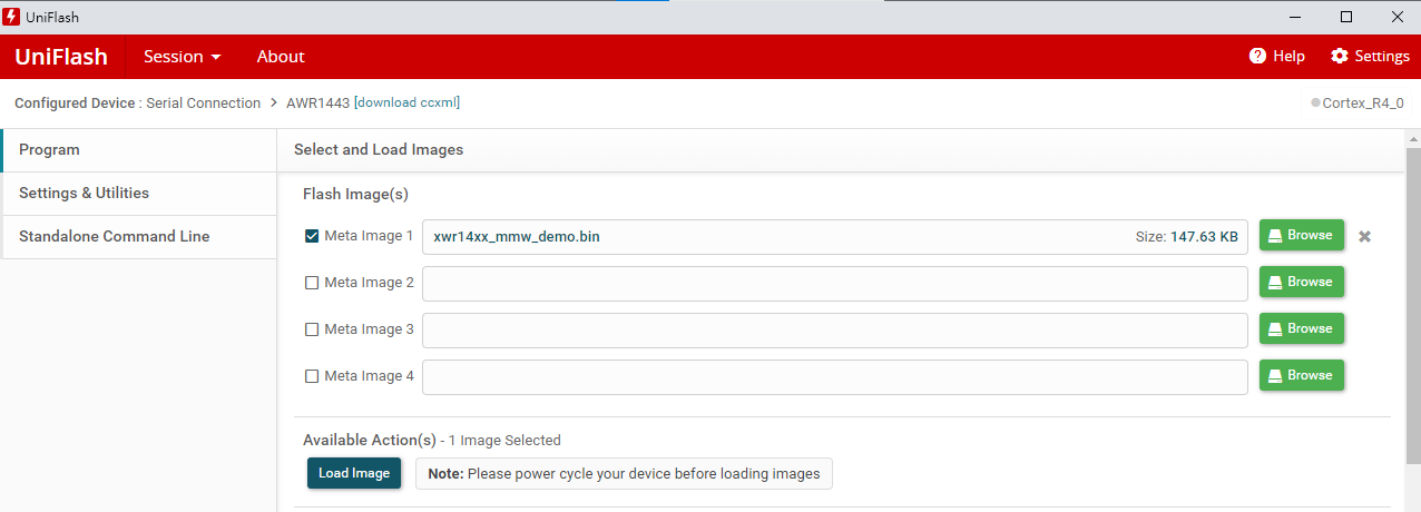 Taxas Instruments TI AWR1443BOOST EVM: mmWave Demo Visualizer 按"SEND ...