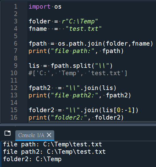 Python folder name File name file path Fpath Os path join